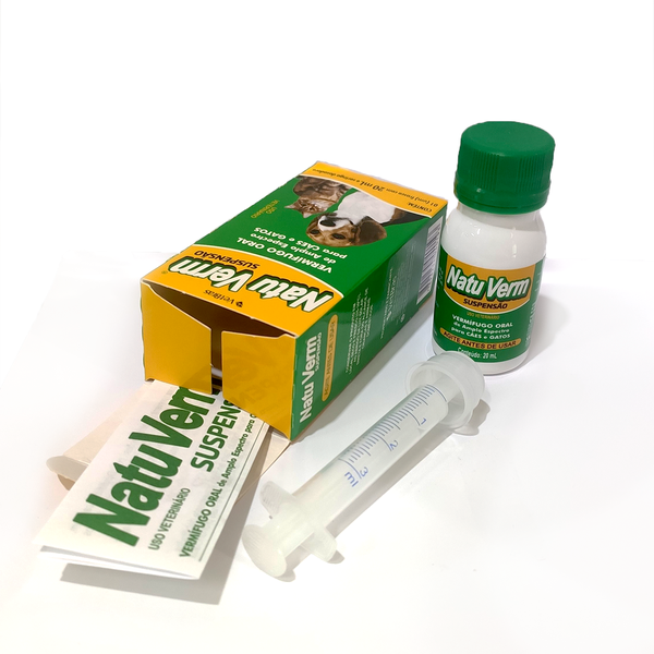 Kit 3 Natu Verm Susp Oral Vermífugo Líquido Cães Gatos 20ml
